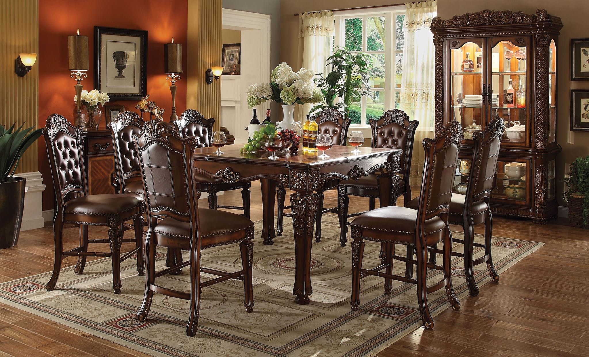 62025 Traditional Cherry Counter Height Dining Set - Luchy Amor Furniture
