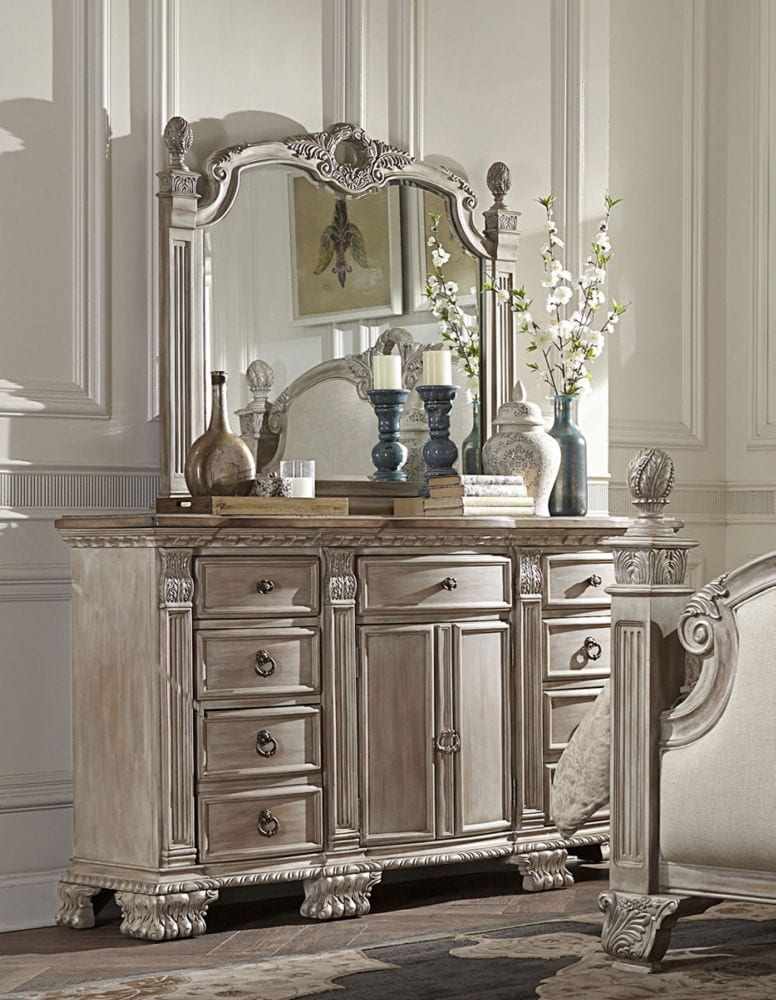 2168WW-5 Orleans II Europe White Wash Wood Dresser Mirror - Luchy Amor ...